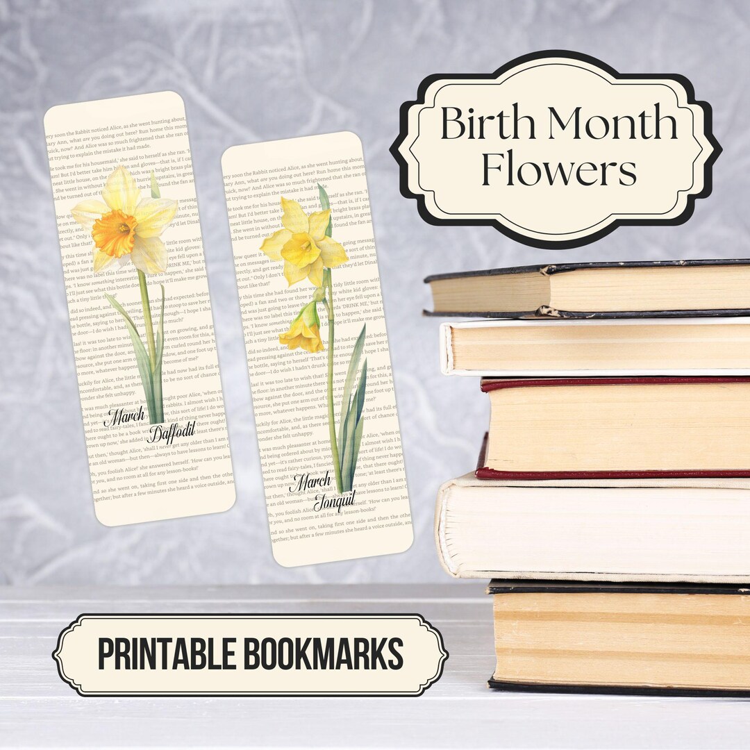 March Birth Flower Bookmarks Printable, Daffodil Bookmark, Jonquil ...