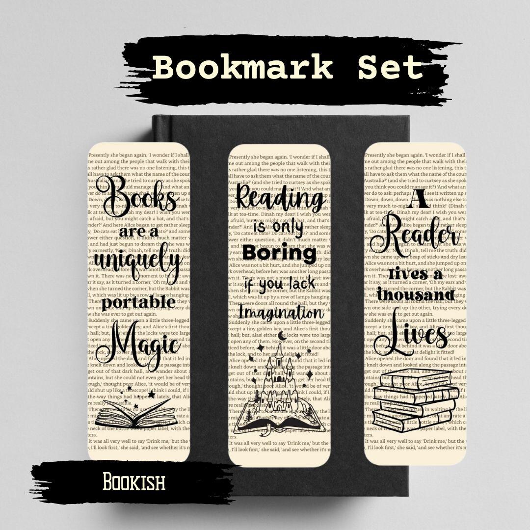 Bookish Quote Book Page Bookmark Set, Book Lover Gifts, Book Lover ...