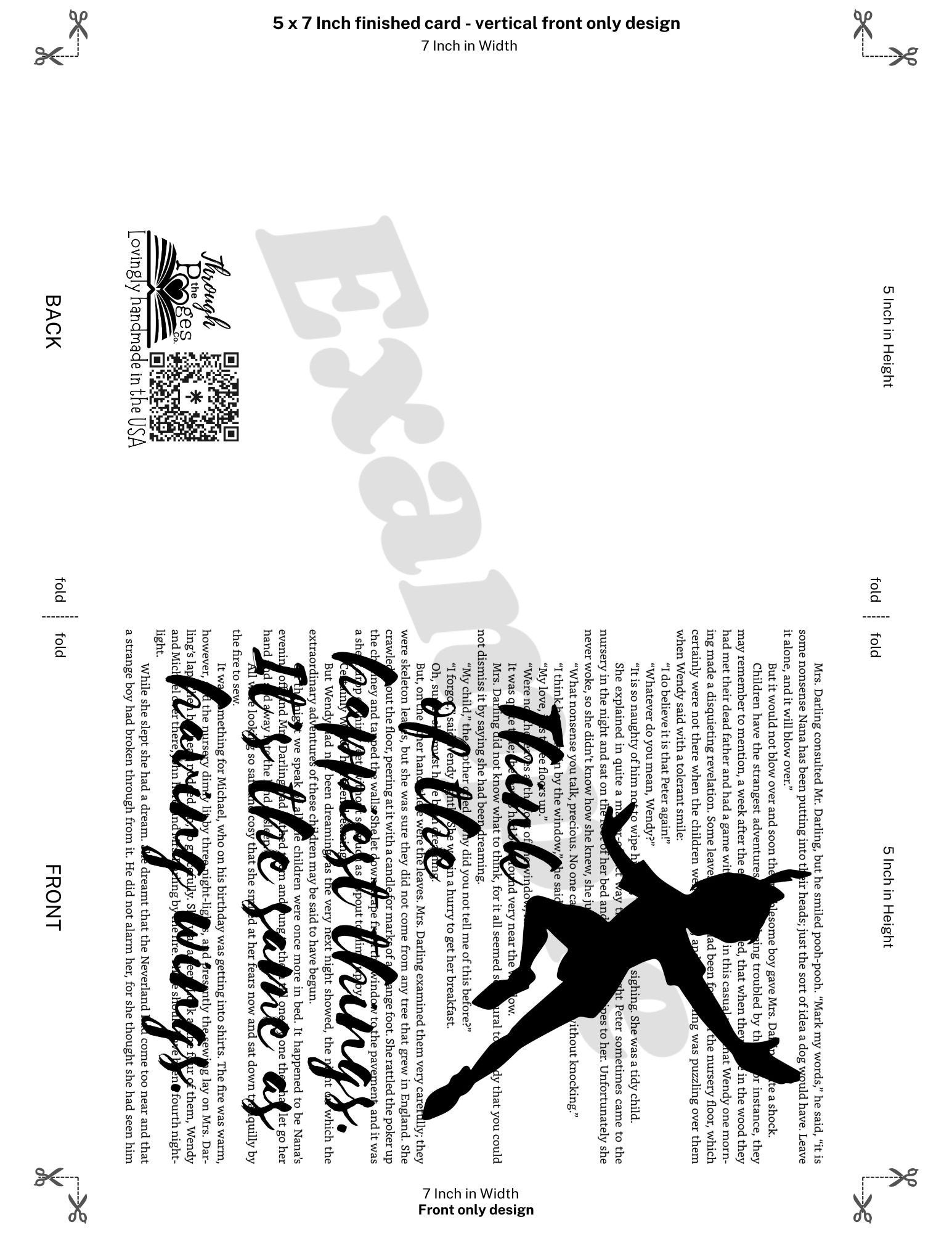 Peter Pan Quote Book Page Greeting Card Printable, Bookish Greeting ...