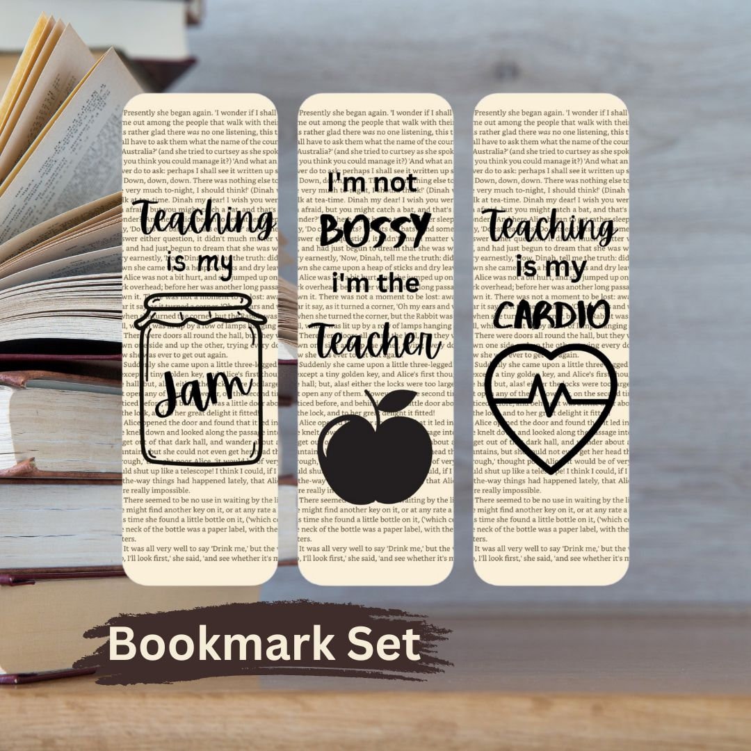 Teacher Quote Book Page Bookmark Set, Book Page Bookmarks, Bookish ...