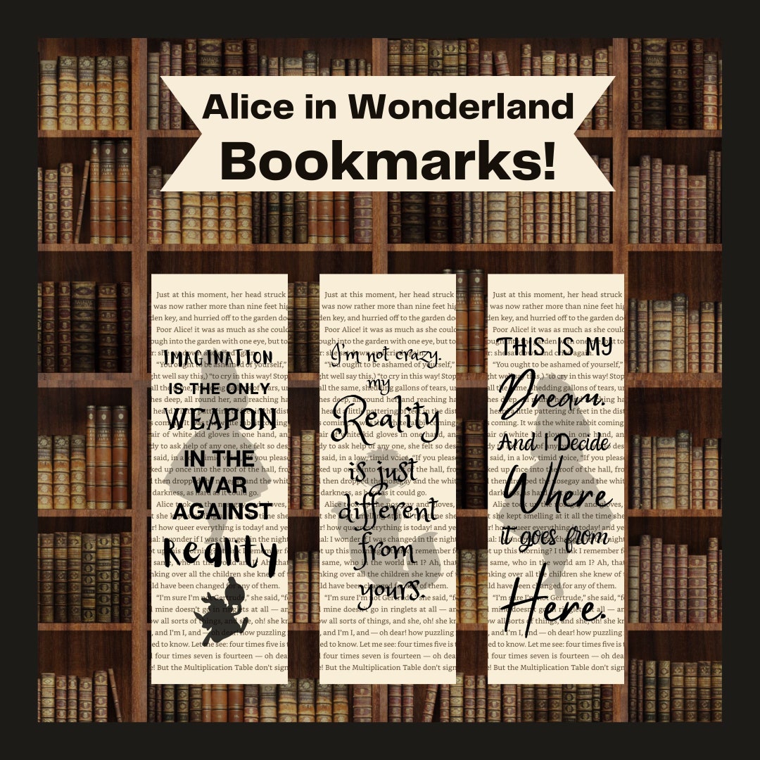 Alice in Wonderland Bookmark Set Book Page Bookmark Bookish - Etsy