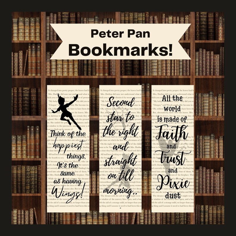 Peter Pan Book Page Bookmark Set Peter Pan Bookmarks Peter - Etsy