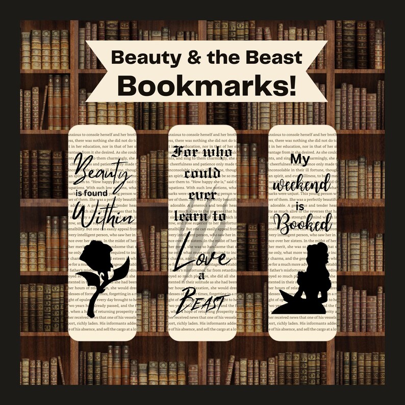 Beauty and the Beast Book Page Bookmark Set Beauty and the - Etsy