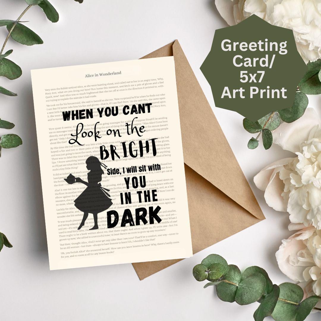 Alice in Wonderland Book Page Greeting Card, Bookish Greeting Card ...
