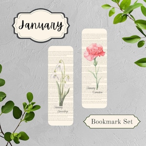 January Birth Flower Bookmarks Printable, Carnation Bookmark, Snowdrop ...