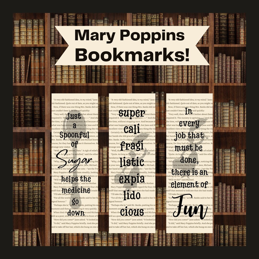 Mary Poppins Book Page Bookmark Set Mary Poppins Quotes Mary - Etsy