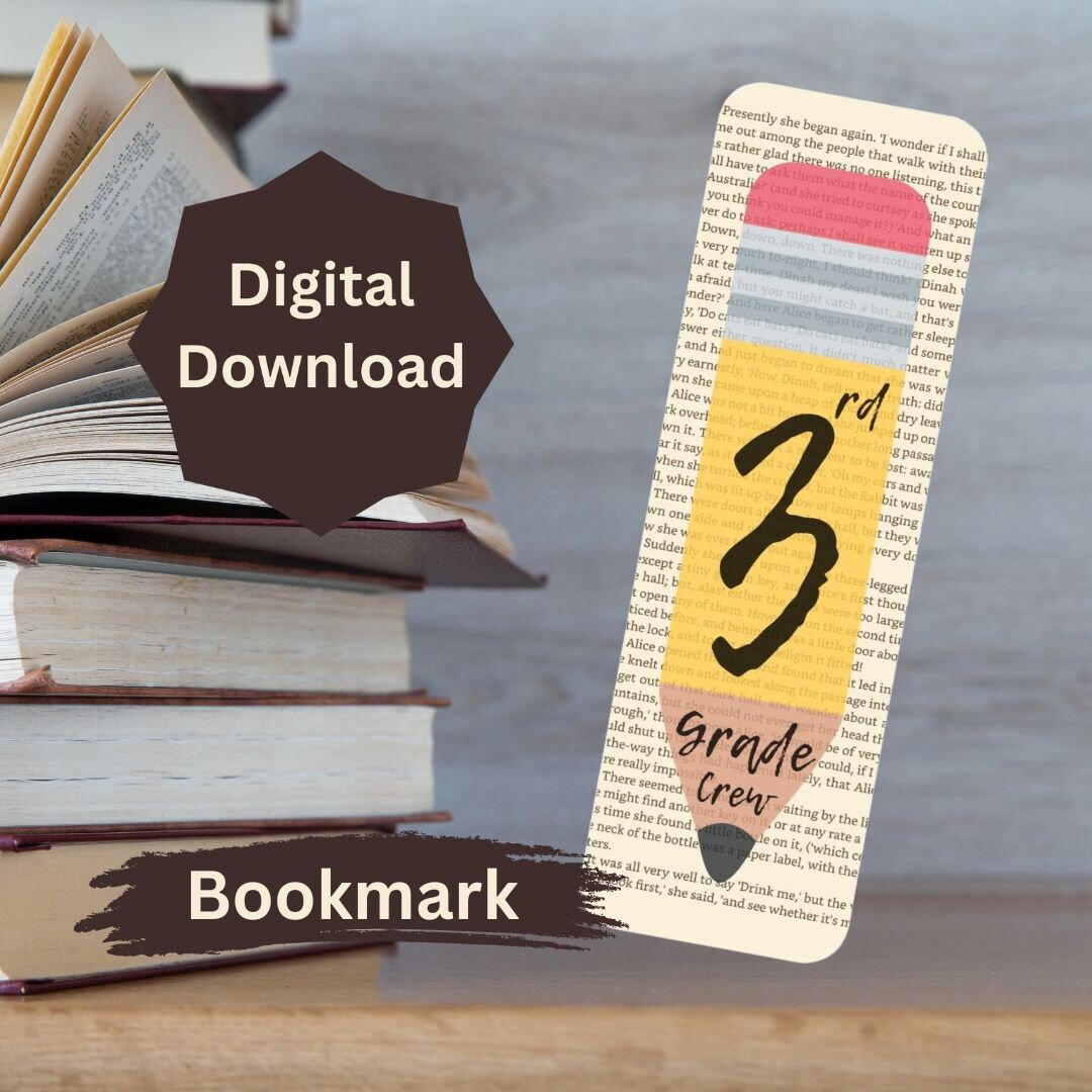 3rd Grade Bookmark, Printable Bookmark, Digital Download Bookmark ...