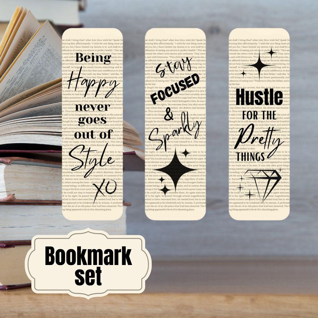 Motivational Bookmark Set, Book Page Bookmarks, Bookish, Bookish Gifts ...