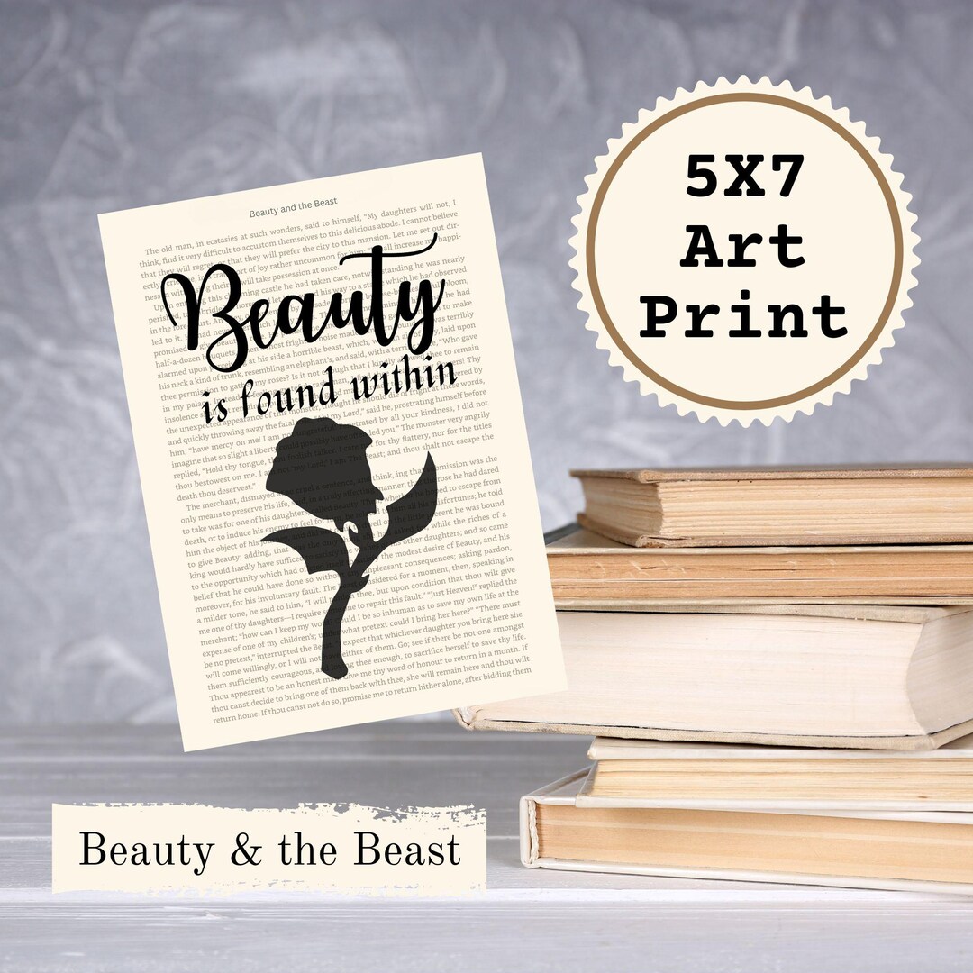 Beauty and the Beast Book Page Art Print, Beauty and the Beast Quote ...