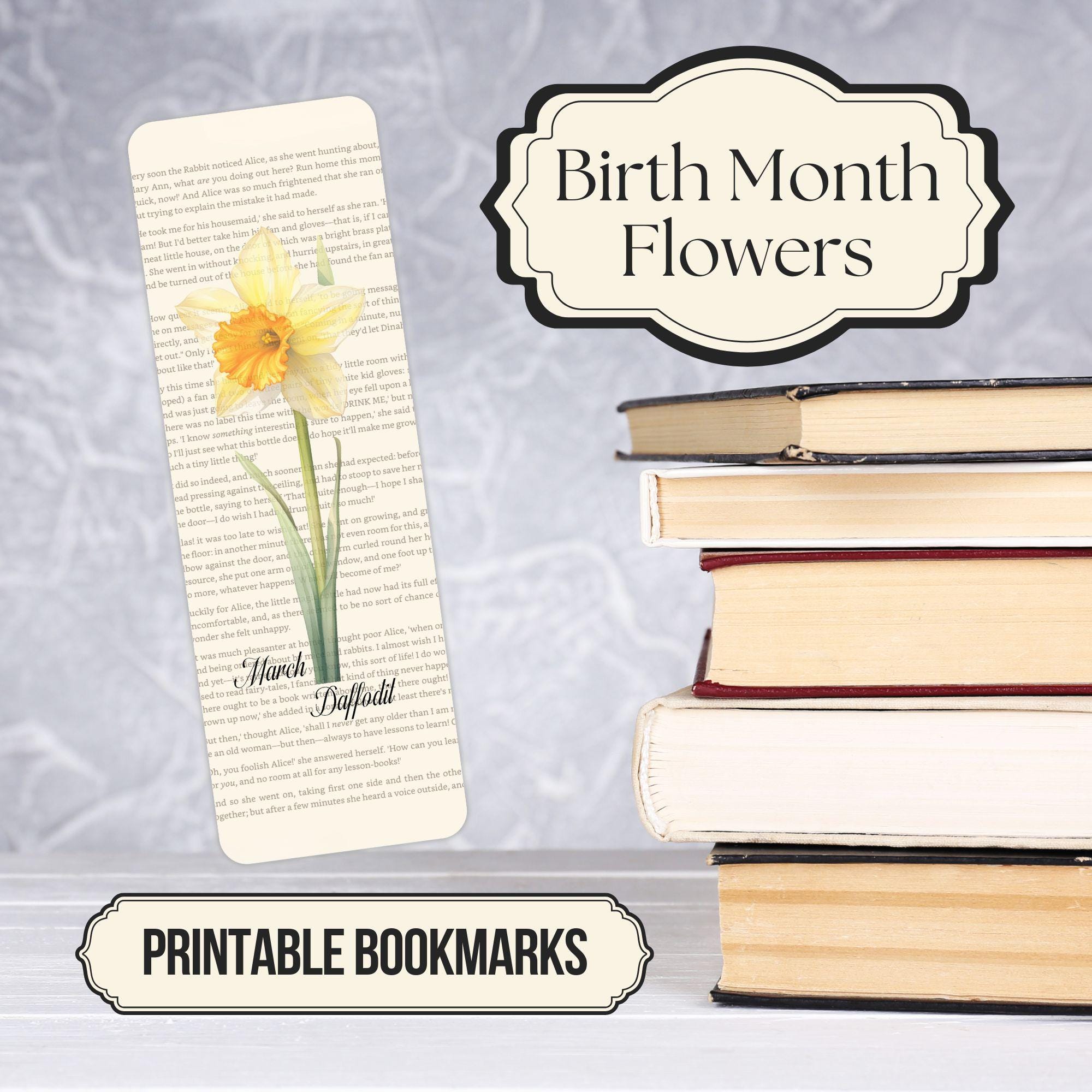 March Birth Flower Bookmarks Printable, Daffodil Bookmark, Jonquil ...