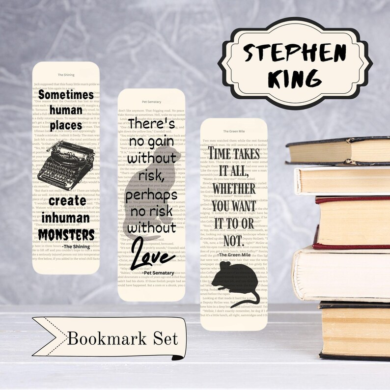 Stephen King Book Page Bookmarks, Stephen King Quotes, Bookish Bookmark ...