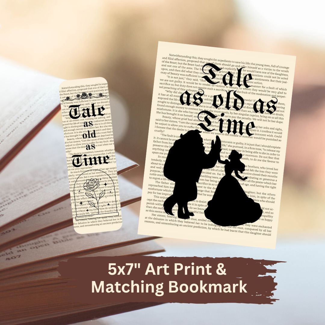 Beauty and the Beast Art Print and Bookmark Set, Beauty and the Beast ...