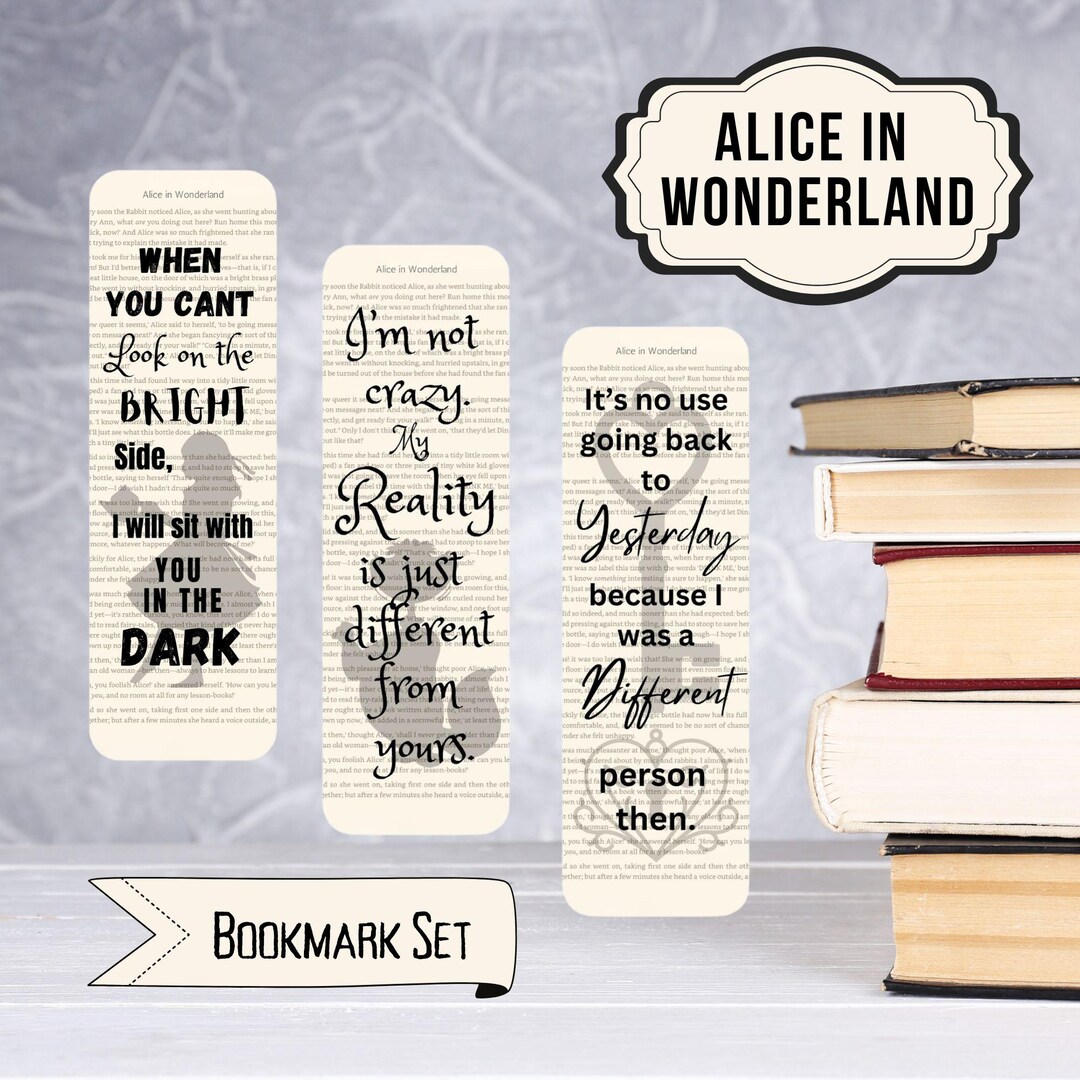 Alice in Wonderland Bookmark Set, Book Page Bookmark, Bookish, Bookish ...