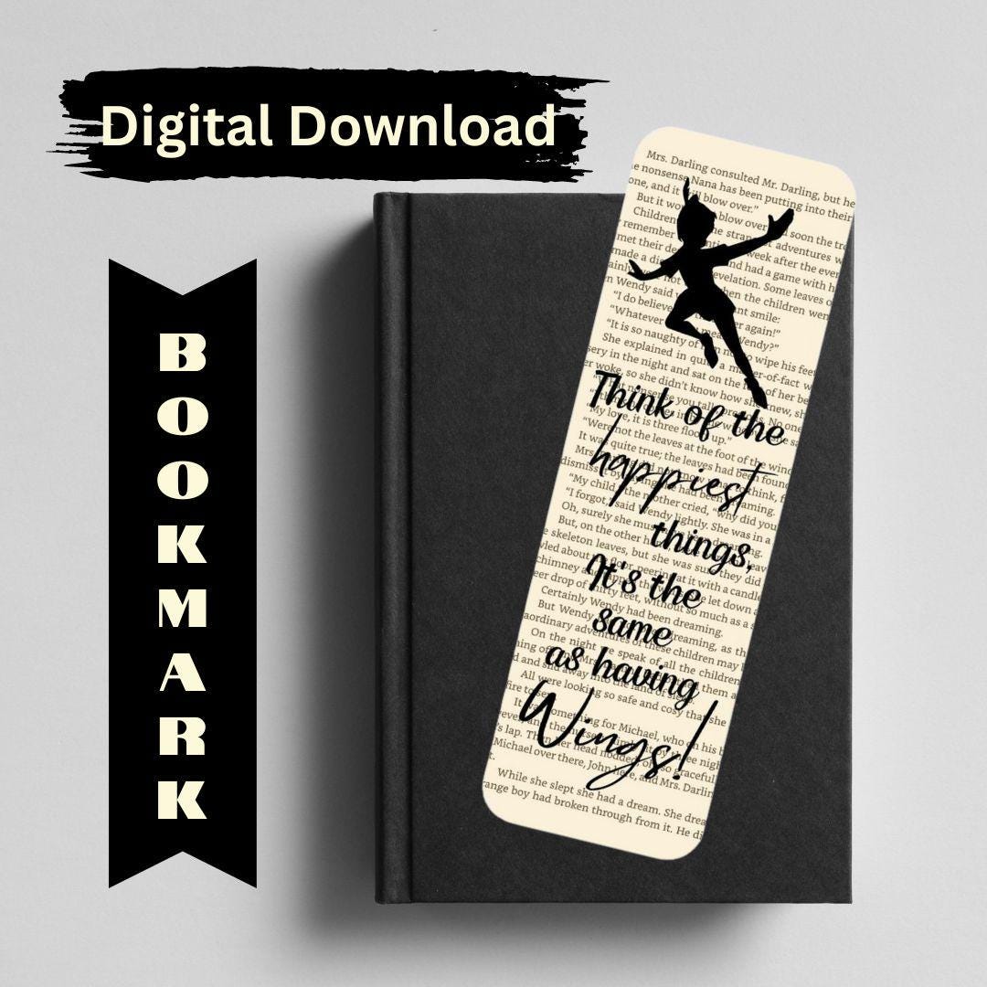 Peter Pan Book Page Bookmark Printable, Downloadable Bookmarks ...