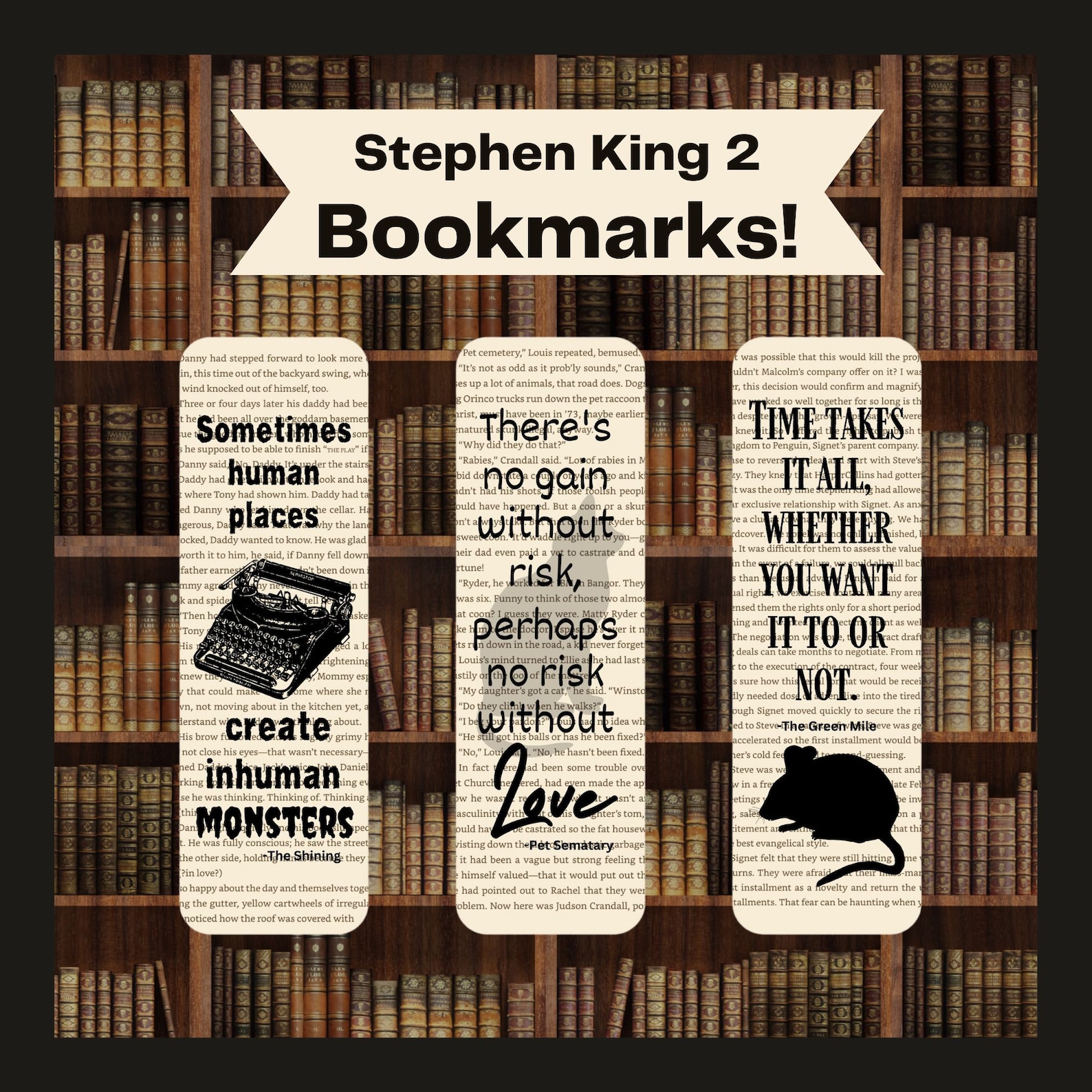 Stephen King Book Page Bookmarks Stephen King Quotes Bookish - Etsy