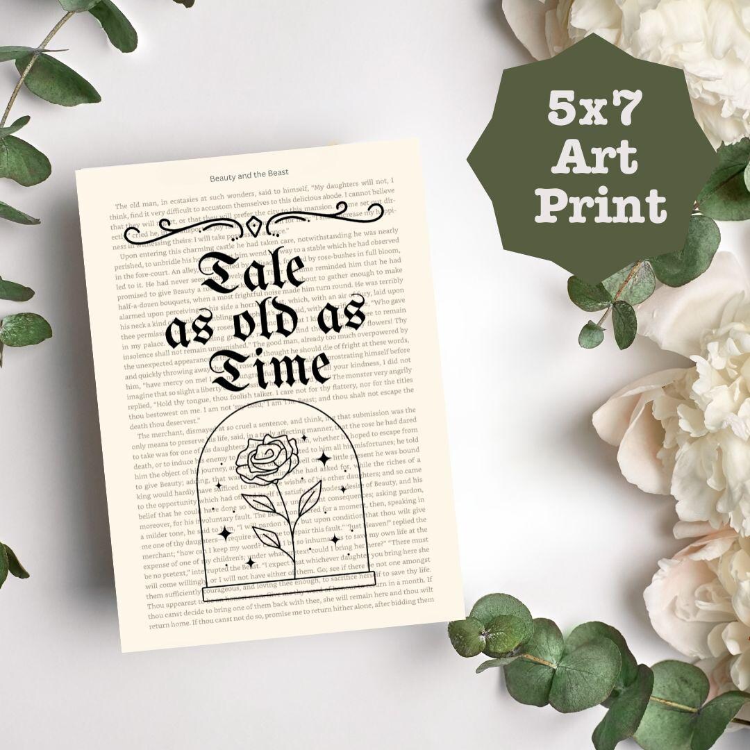 Beauty and the Beast Book Page Art Print, Beauty and the Beast Quote ...