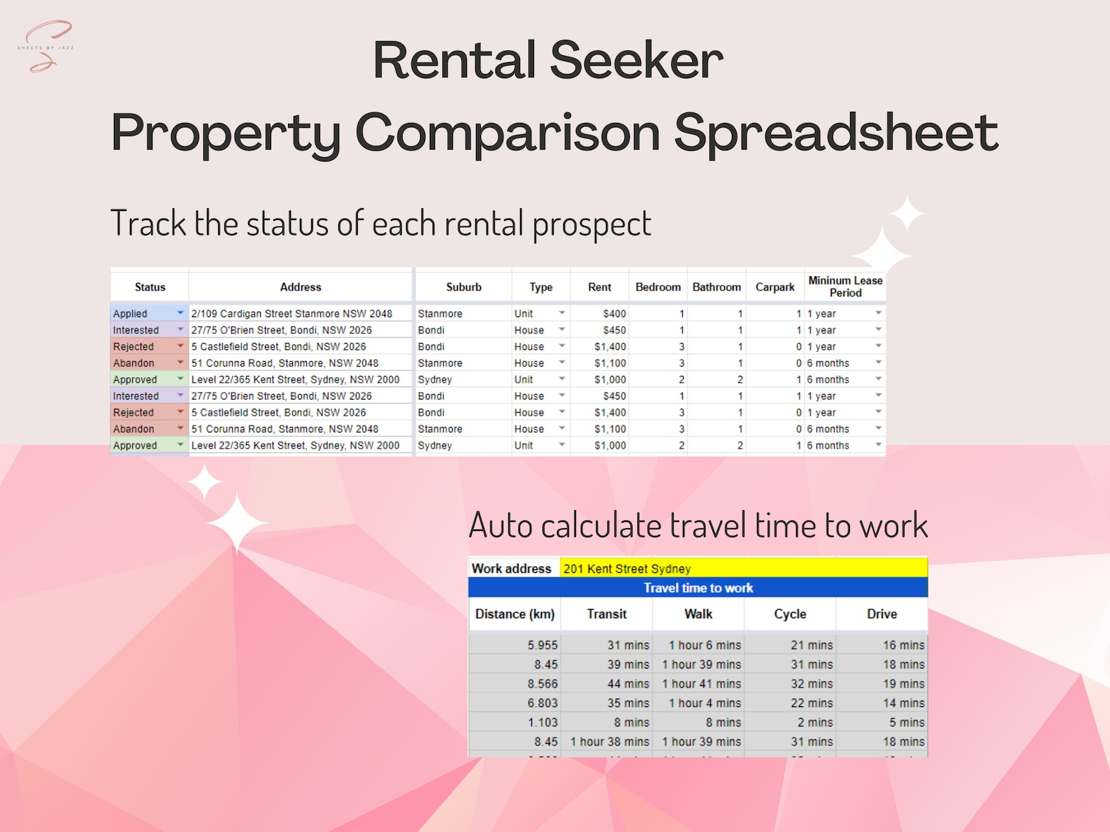 Rental Seeker Property Comparison Spreadsheet Tracker-- Real Estate ...