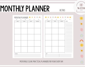 Printable Retro Daily Planner Groovy Digital Download Seventies ...