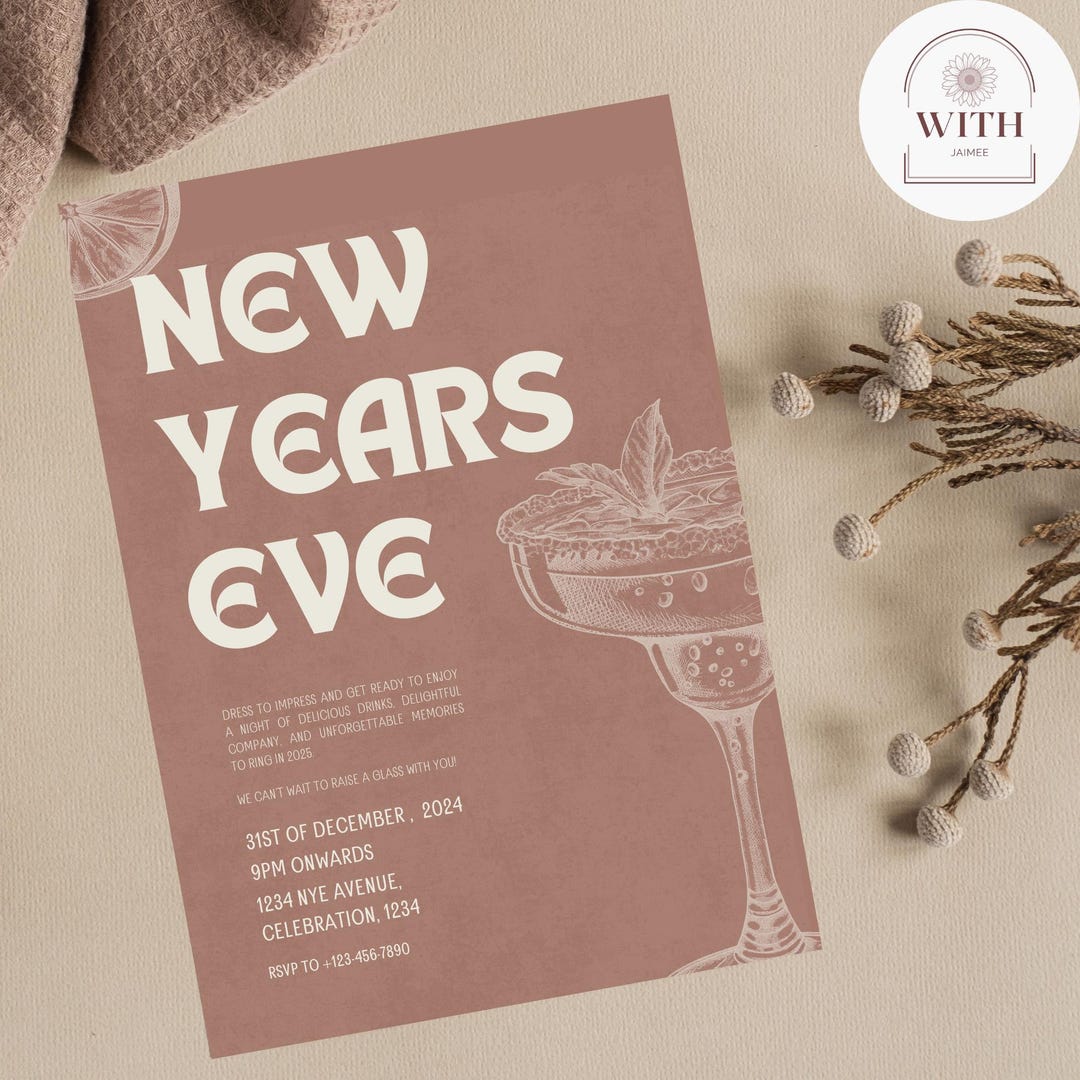EDITABLE New Years Eve Event Invitation, NYE Cocktail Invite ...