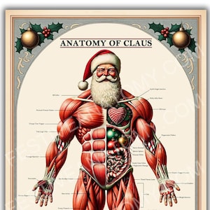 Santa Claus Anatomy Illustrated Poster- Detailed Anatomical ...