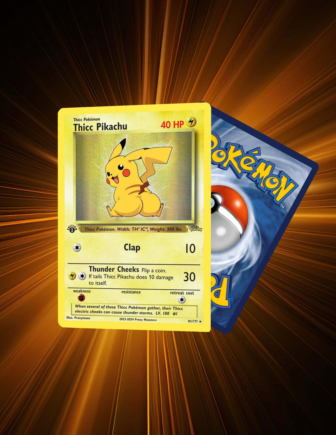 Custom-made Thicc Pikachu Card - Etsy