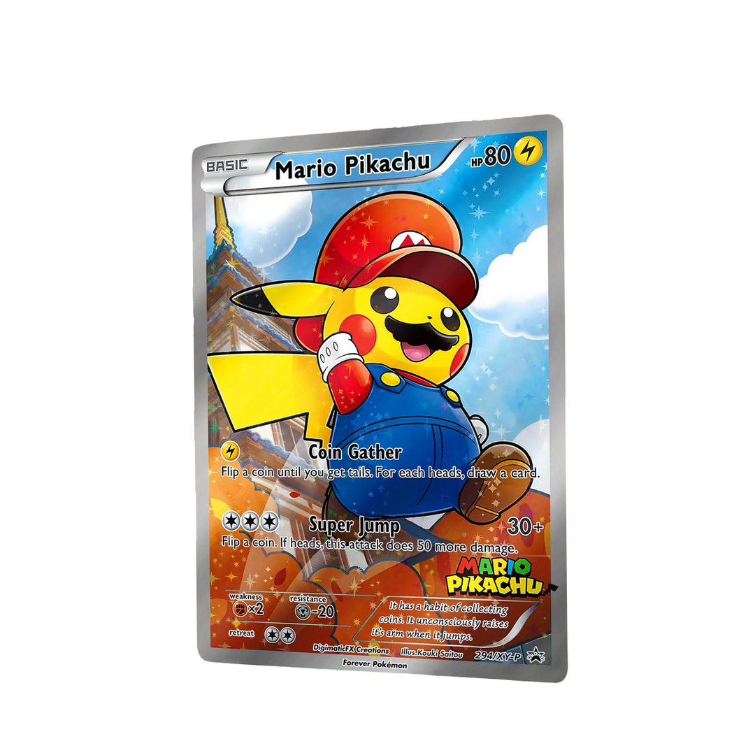 Mario Pikachu Poncho Pikachu English Custom Made Pokemon Card - Etsy