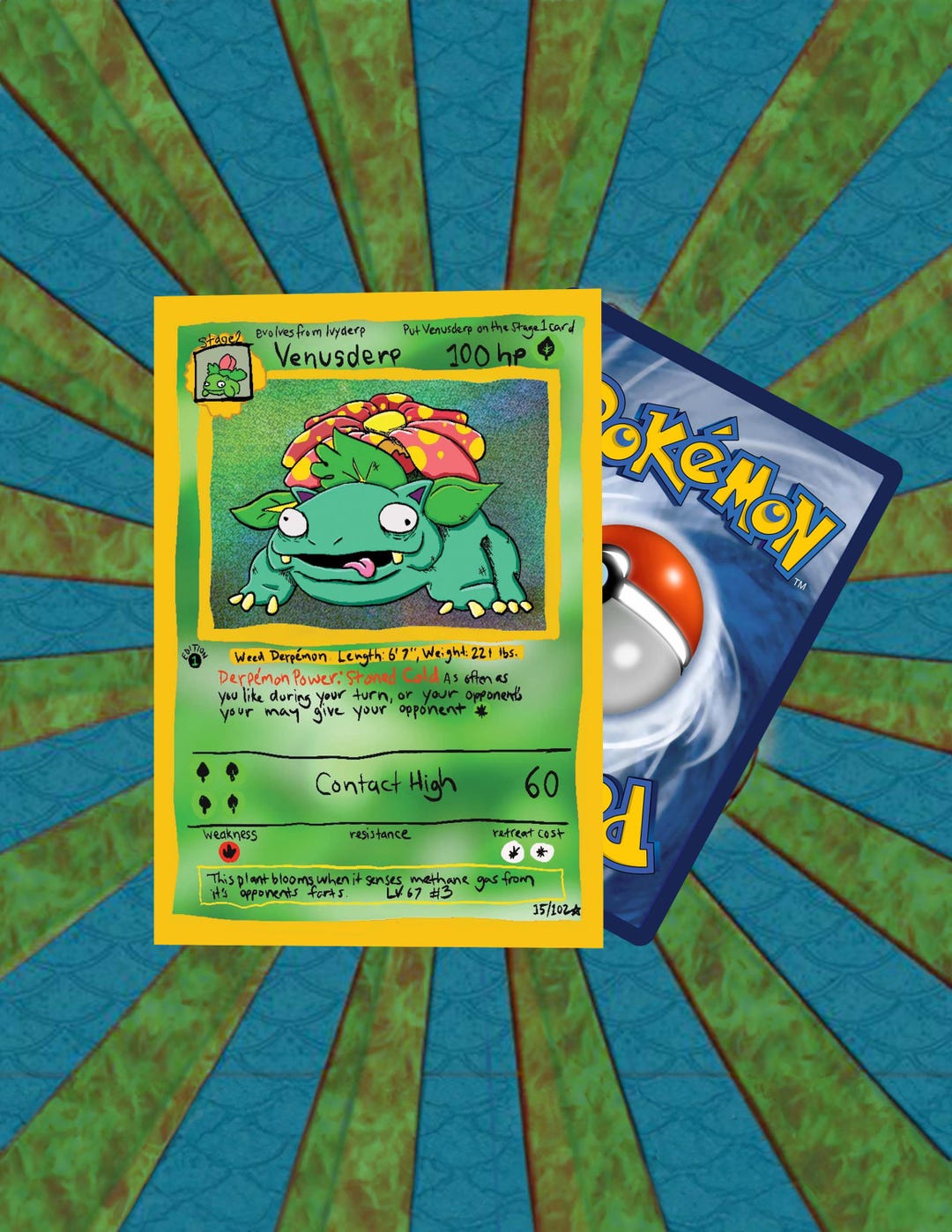 Custom-made Derpy Venusaur Card - Etsy