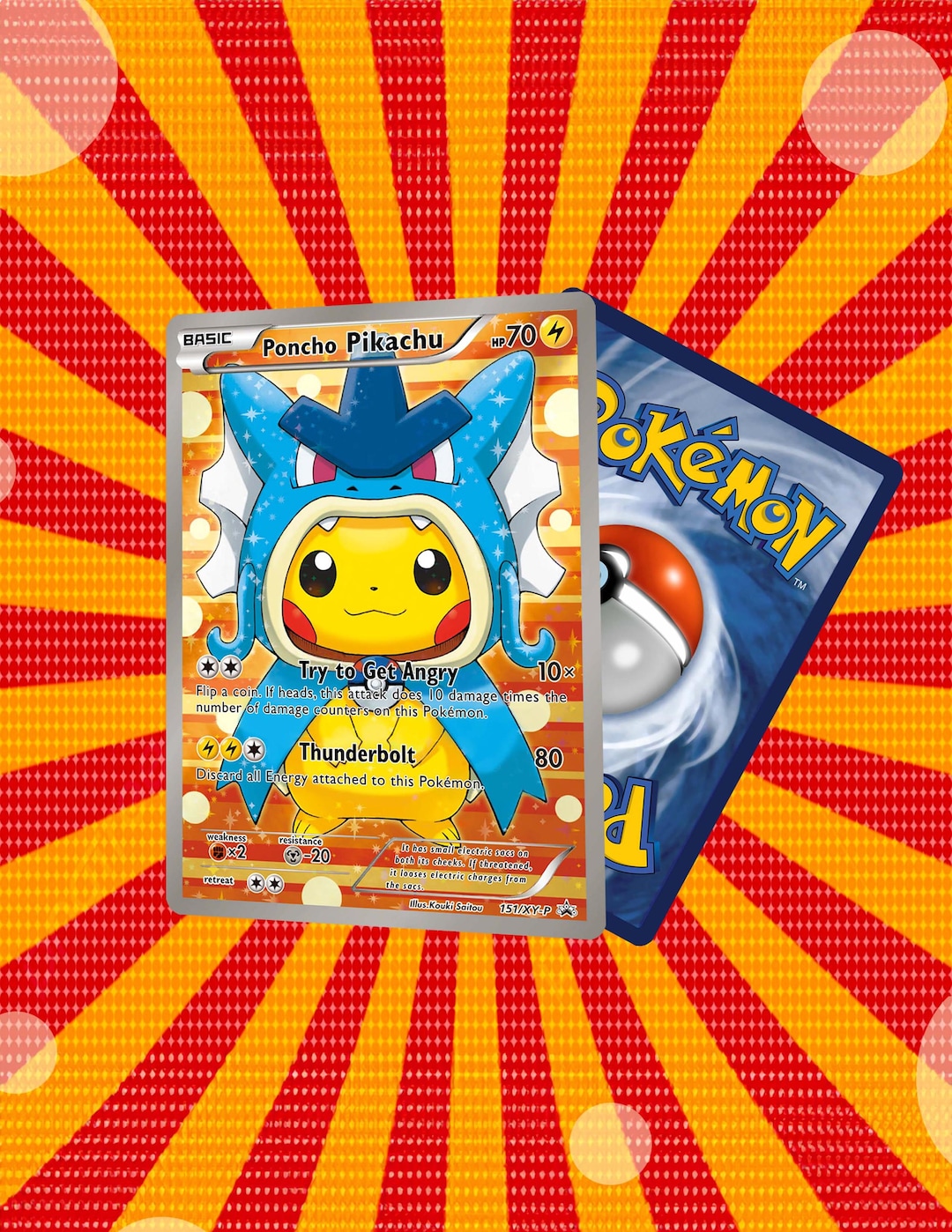 Custom-made Poncho Pikachu Card - Etsy