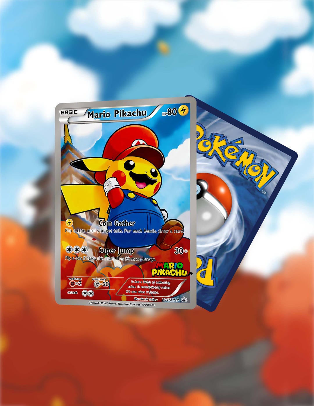 Custom-made Mario Pikachu Card - Etsy