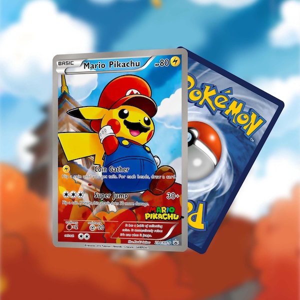 Pikachu Mario Card - Etsy