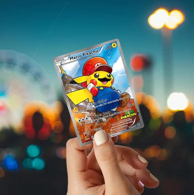 Mario Pikachu Poncho Pikachu English Custom Made Pokemon Card - Etsy