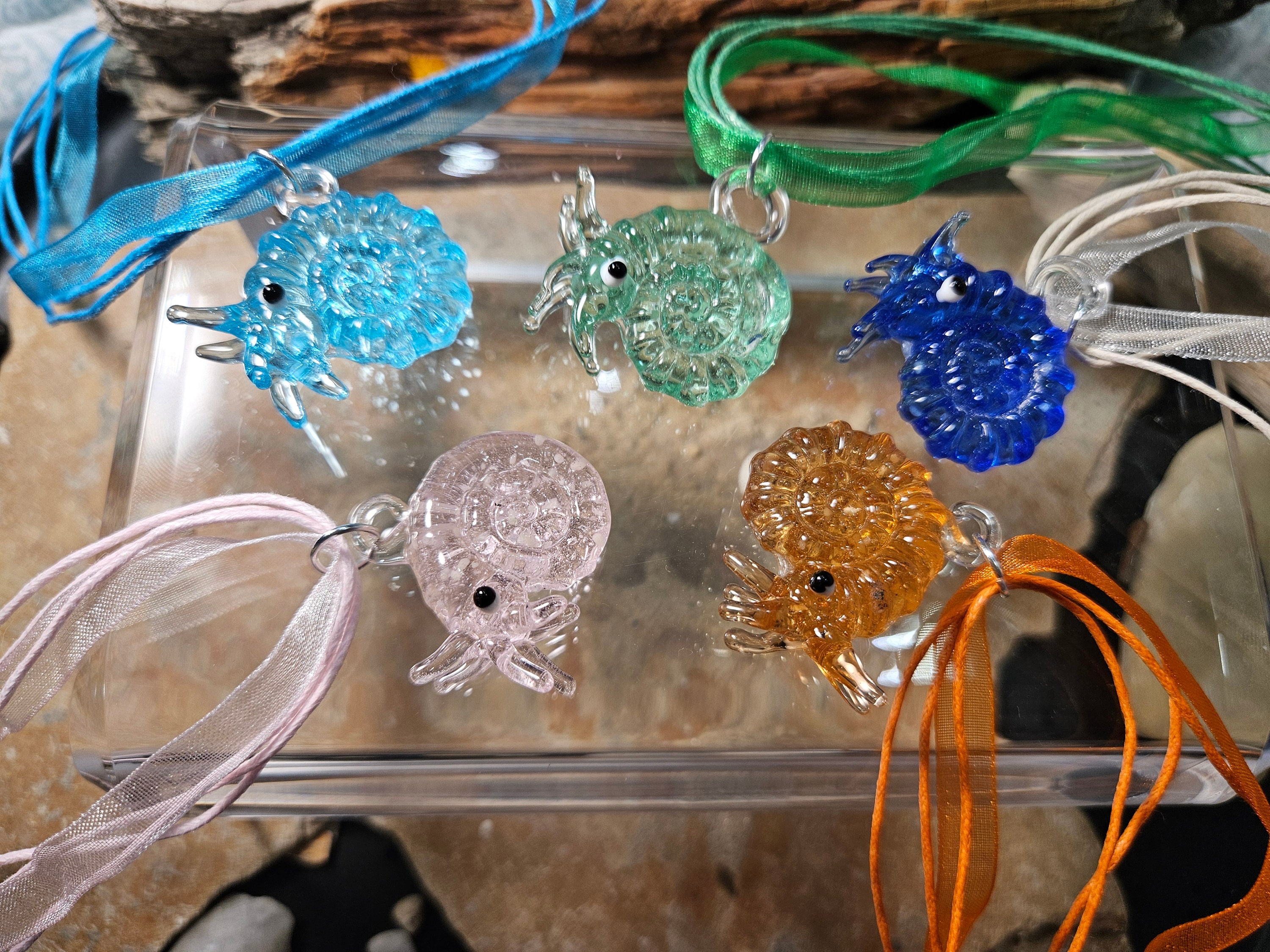 Murano Glass Deep Sea Snail Glow Pendant Necklaces - Etsy