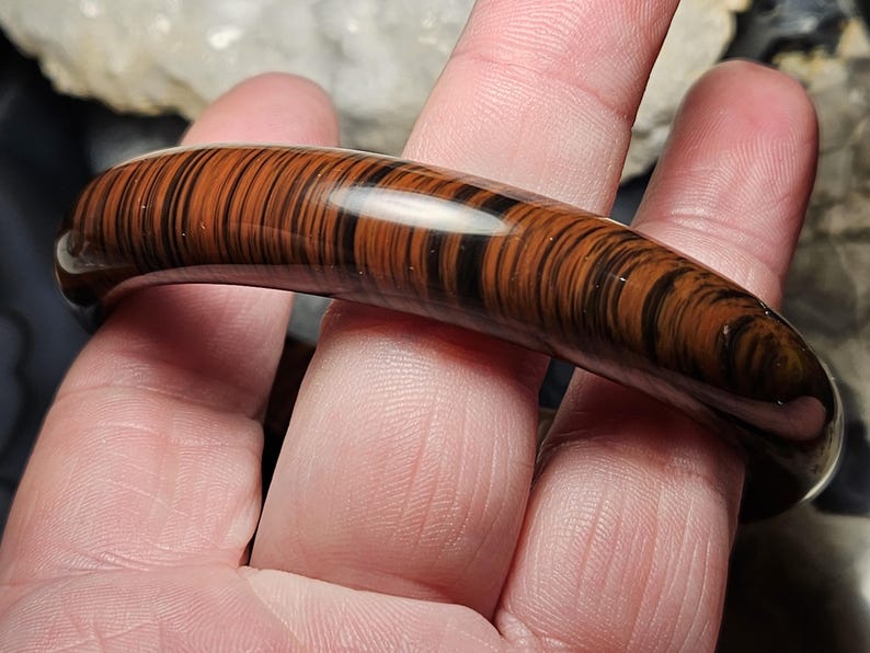 Red Obsidian Bangle – Rare Banded Stone, Collector's Size 65.80mm - Etsy