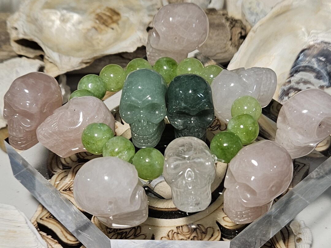 Natural Stone Carved Skull Beads - Etsy