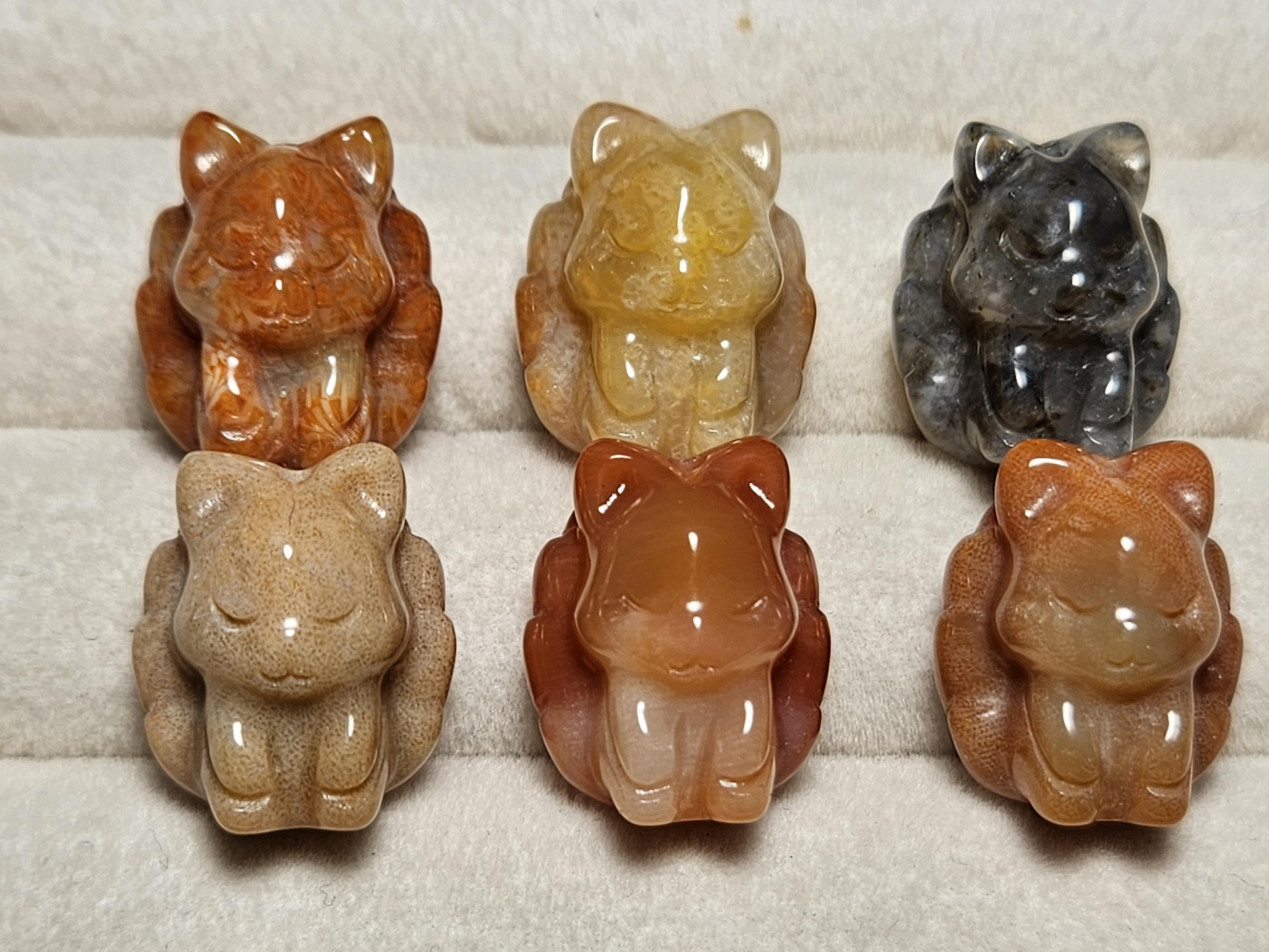 Carved Coral Jade Nine-tailed Fox Beads: DIY Jewelry Supplies - Etsy