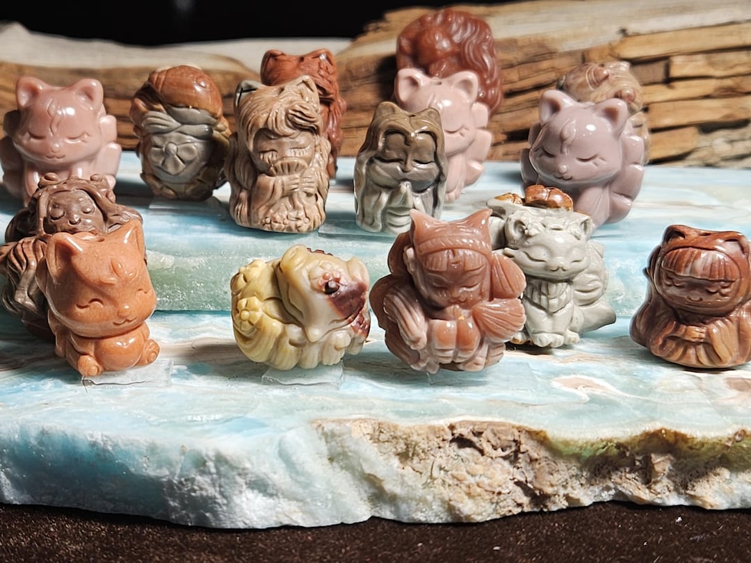 Natural Carved Alashan Nine-tailed Fox Beads - Etsy