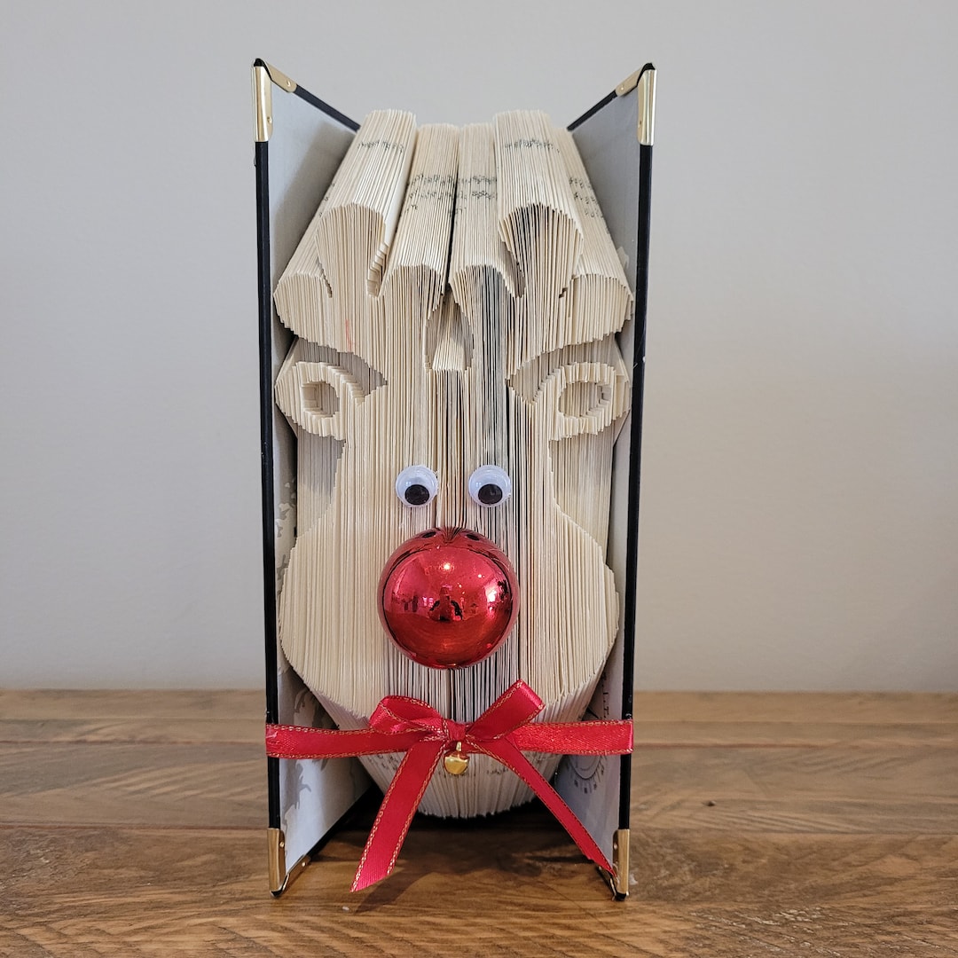 Reindeer Book Folding Pattern (cut & Fold Combination) - Christmas Bauble Nose Decoration Plus ...