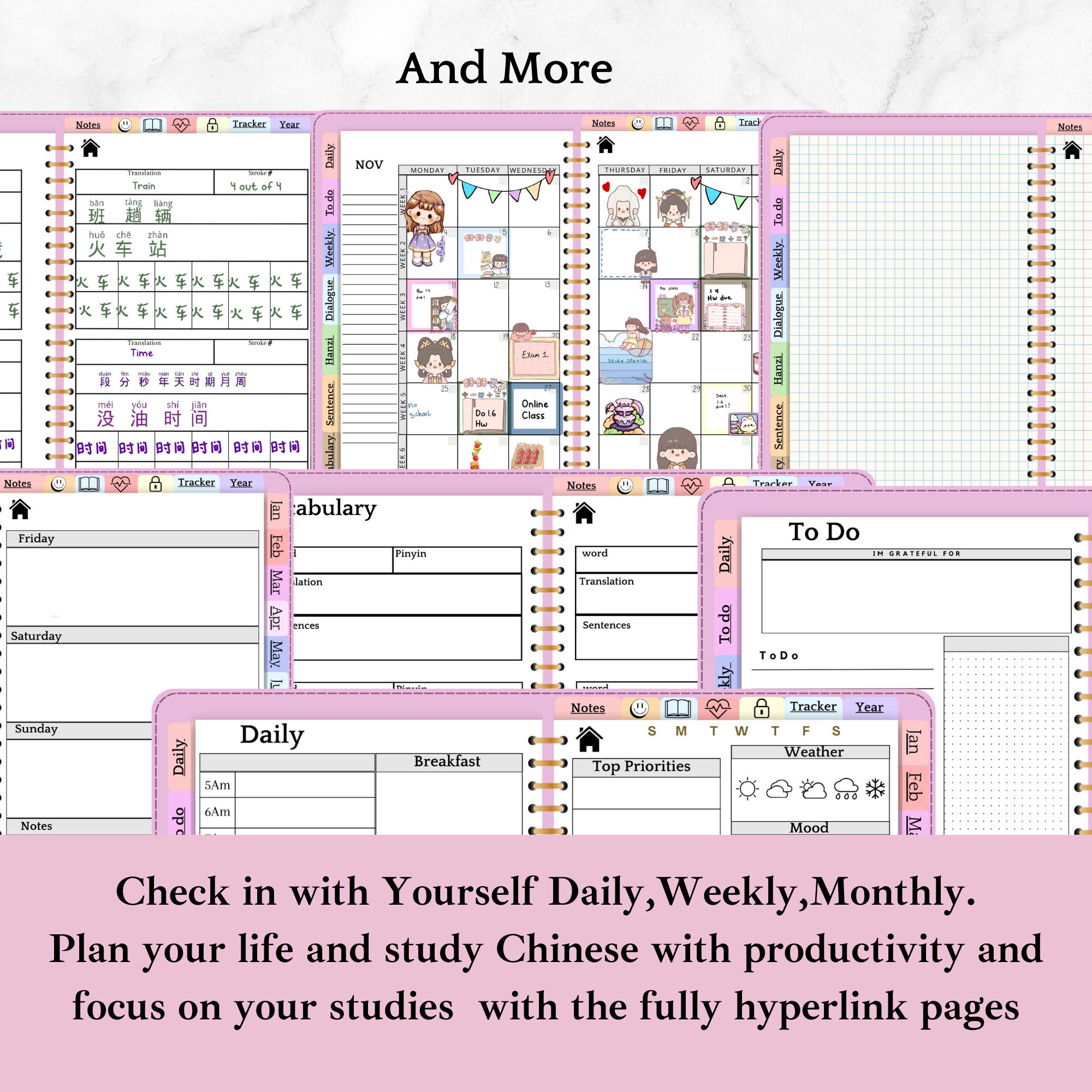 Chinese Language Learning Planner , Hyperlinked Planner , Mandarin ...