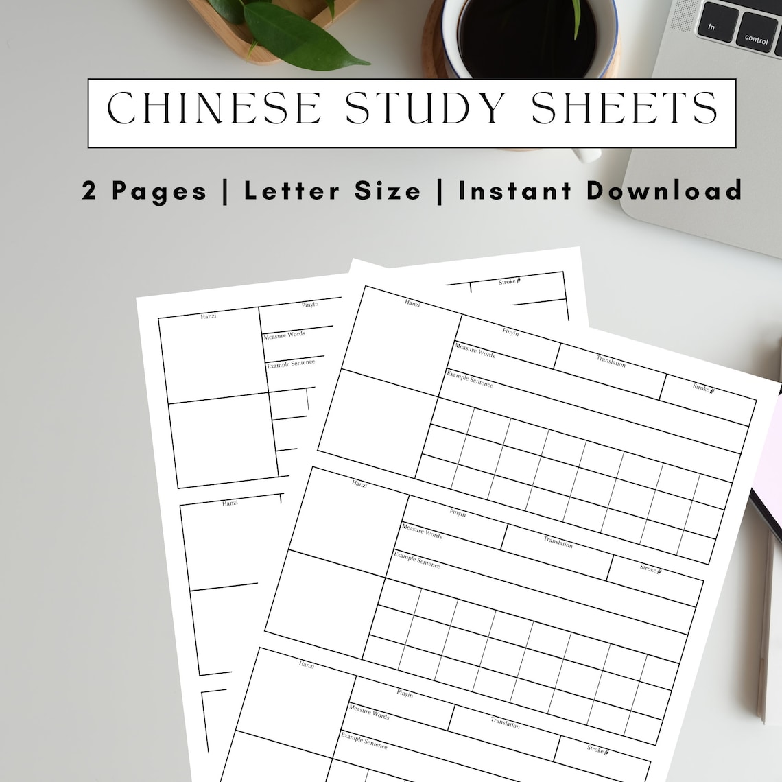Chinese Hanzi Reference Paper - Printable Worksheets Goodnotes ...
