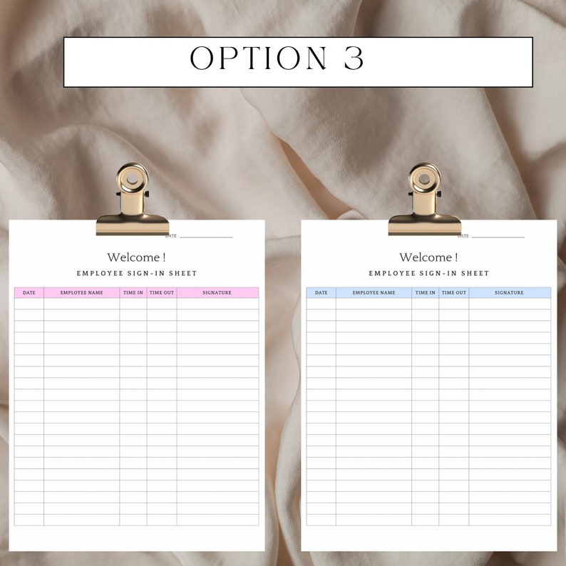 Employee Sign in Sheet , Printable Sign in Sheet Template, Editable Check in and Check Out Form ...