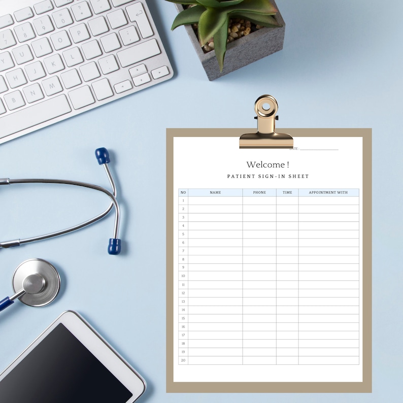 Editable Patient Sign in Sheet Client Sign in Sheet Patient Sign in ...