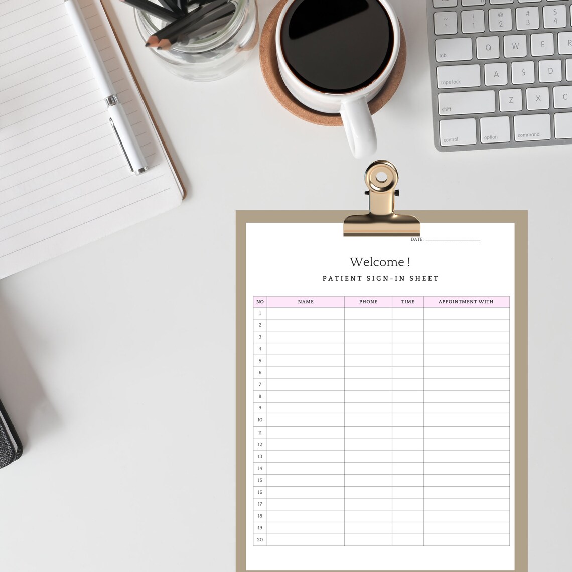 Editable Patient Sign in Sheet Client Sign in Sheet Patient Sign in ...