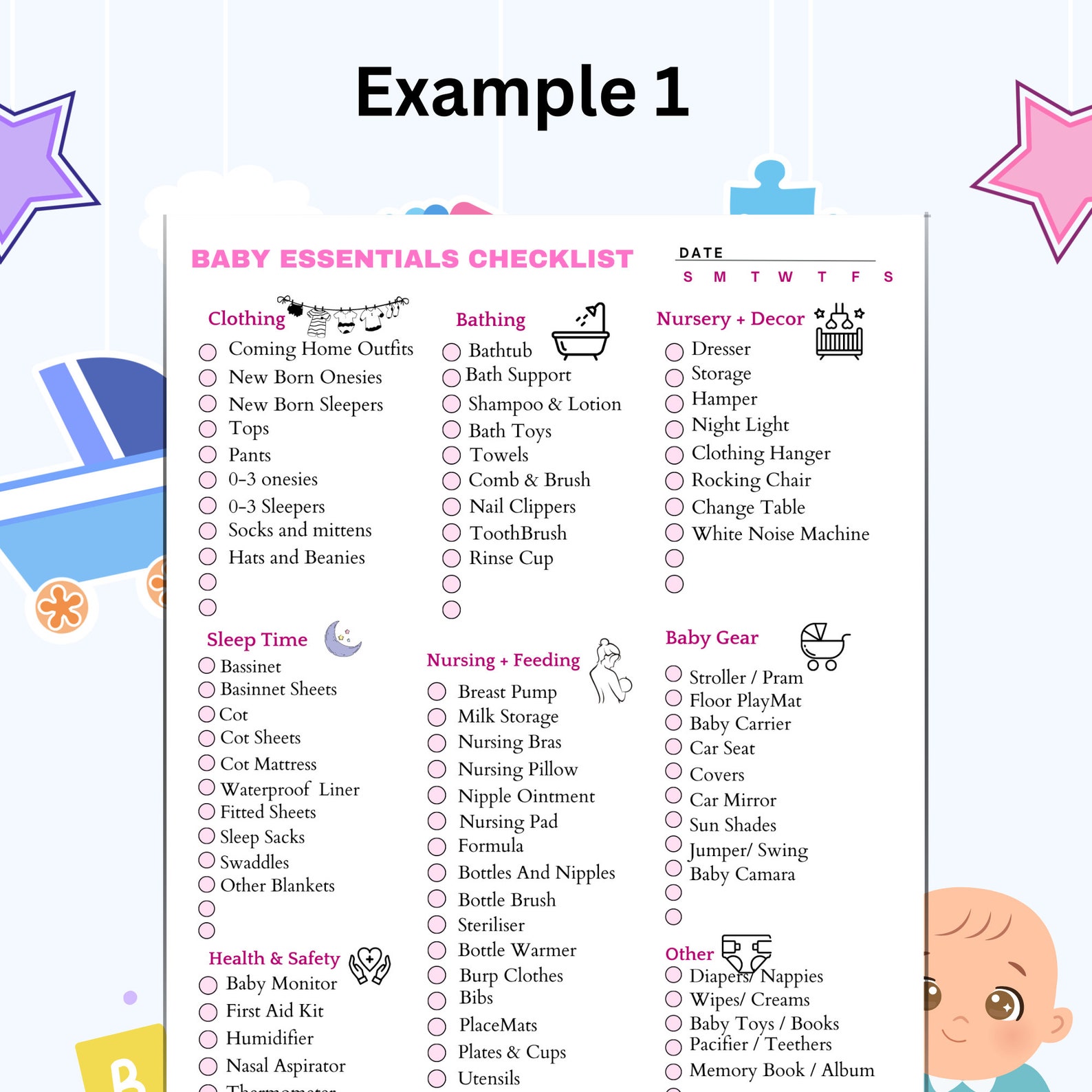 Baby Essentials Checklist Printable, Newborn Checklist, Nursery Checklist, Baby Registry ...
