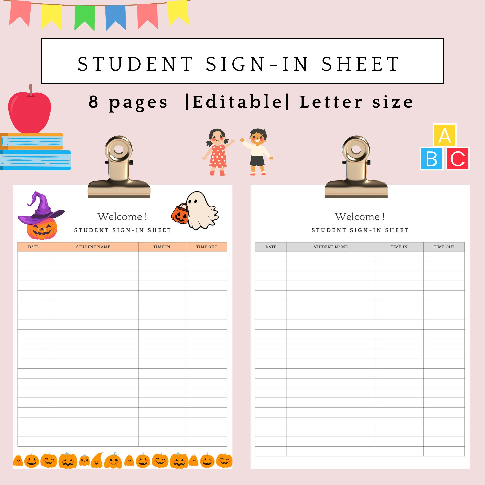 Student Sign in Sheet Template, Editable in Canva, Student Sign-in and ...