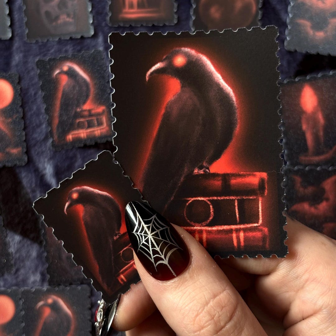 Raven Stamp Sticker: Gothic Waterproof Vinyl Decal for Laptop, Planner ...