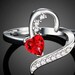 LAB RED RUBY Heart Shape Ring 925 Sterling Silver Ring Girls & Women's ...