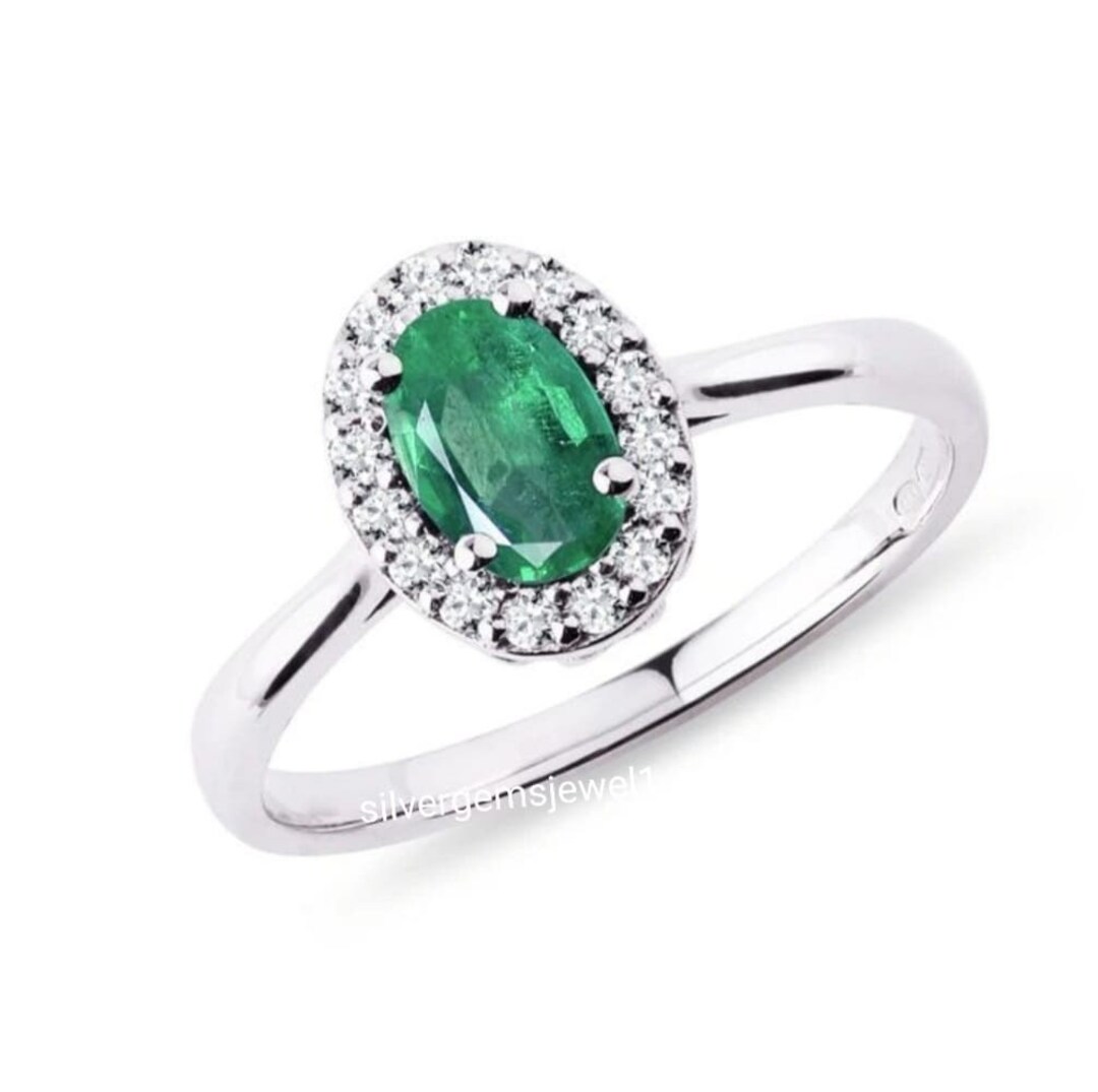Emerald Silver Ring 925 Sterling Real Silver Ring Mothers Day Special ...