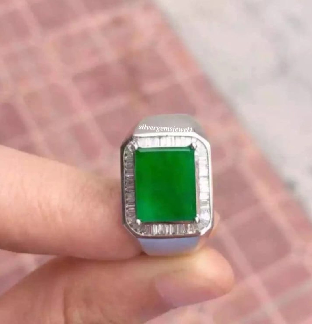 LAB EMERALD SQUIRE Shape Engraved Ring 925 Solid Sterling - Etsy