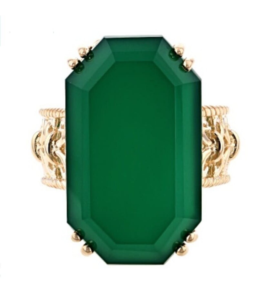 Lab Emerald Octagon Silver Ring 925 Sterling Silver Ring Girls & Women ...