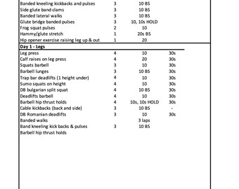Gym Training 8 Week Program Template - Etsy